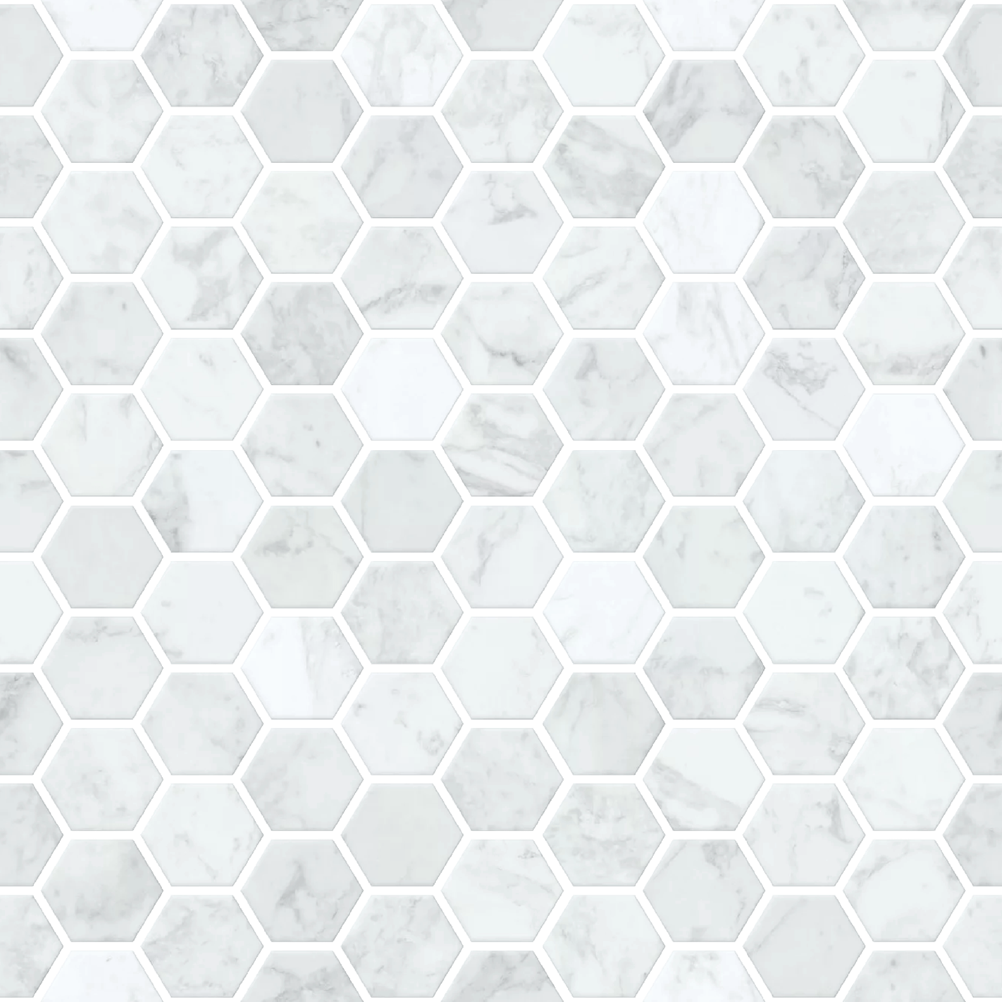 Hexagon Marble Tiles w Transparent Grout – Pattern Crew