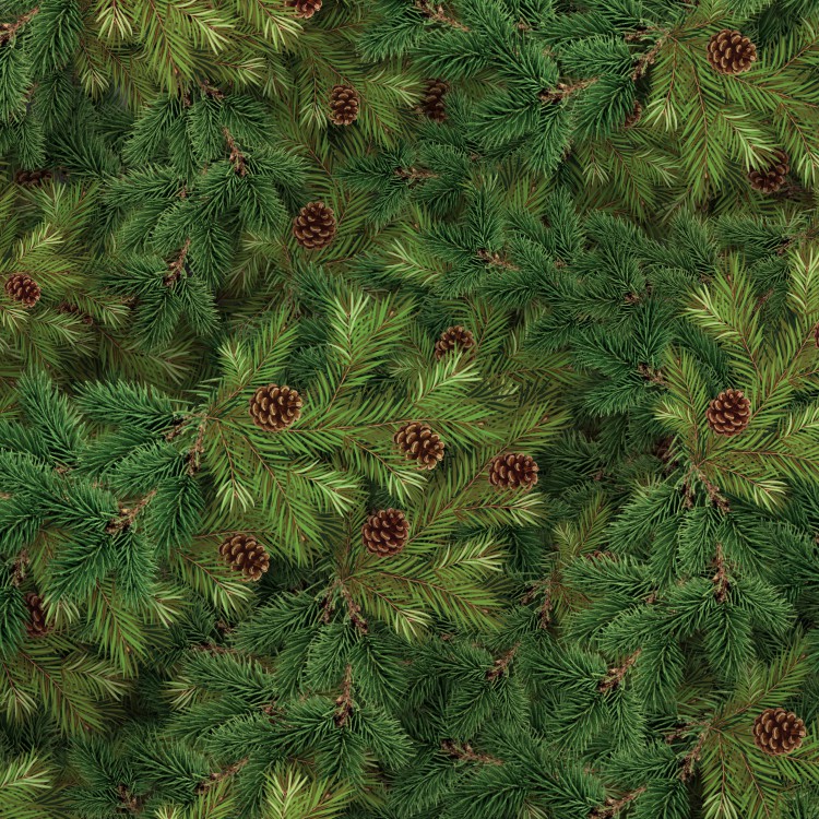 Evergreen Fir With Cones Pattern Crew