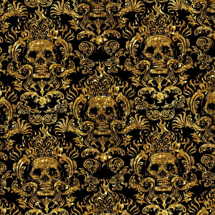 Gold Glitter Skull Damask 22 – Pattern Crew