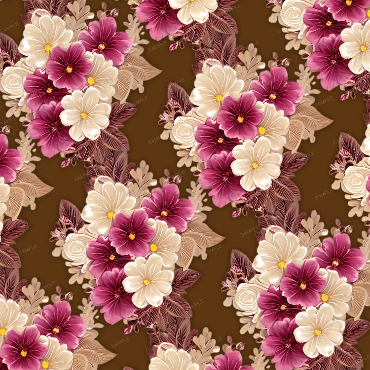 Ivory and Burgundy Vintage Flowers 43 – Pattern Crew