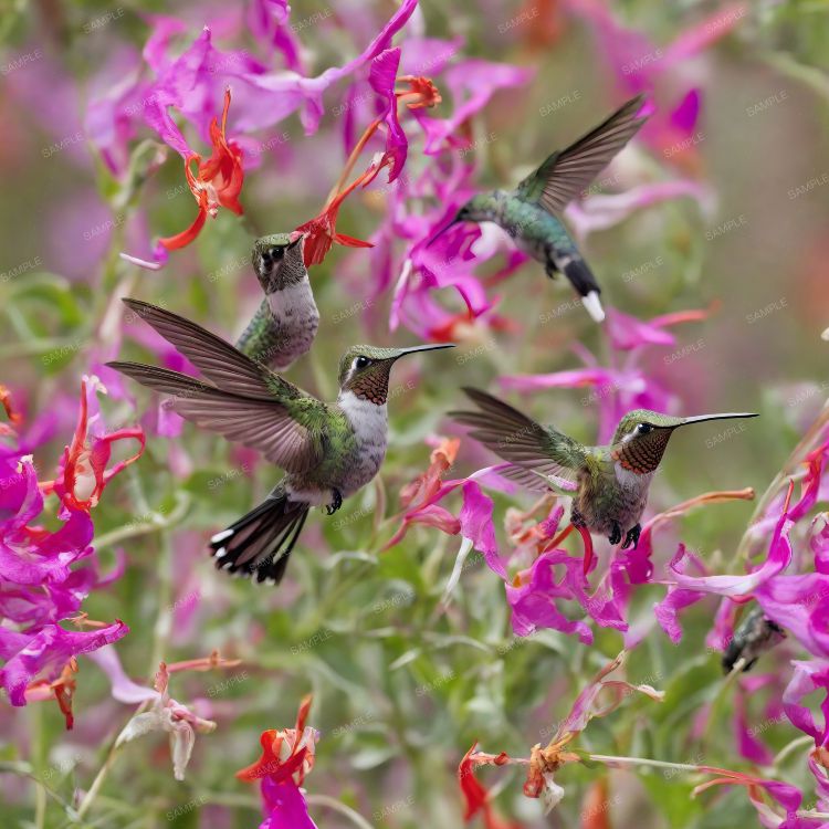 Foraging Hummingbird Family – Pattern Crew