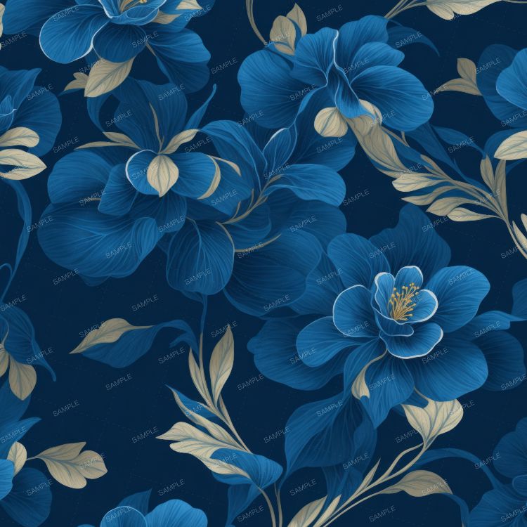 Blue Themed Floral 42 – Pattern Crew