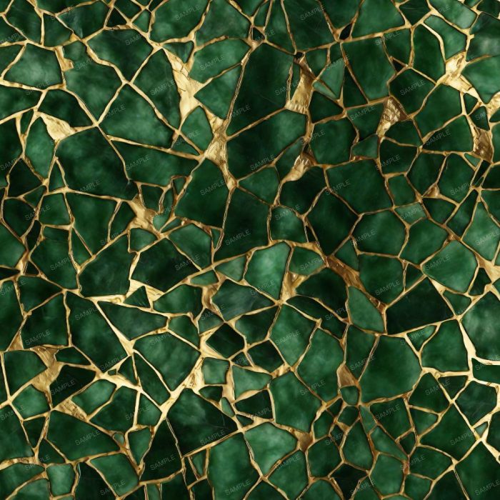 Broken Green Tile in Gold Grout – Pattern Crew