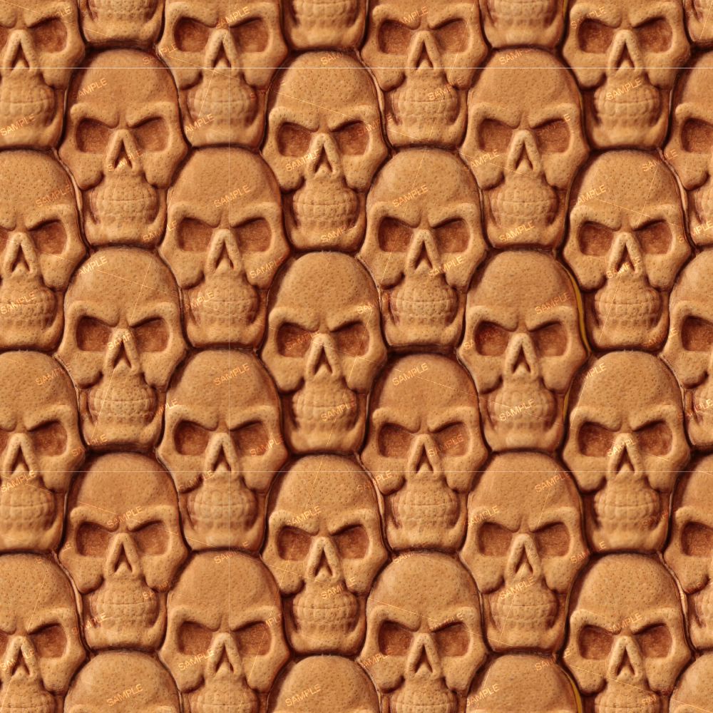 Skulls Embossed Brown Leather – Pattern Crew