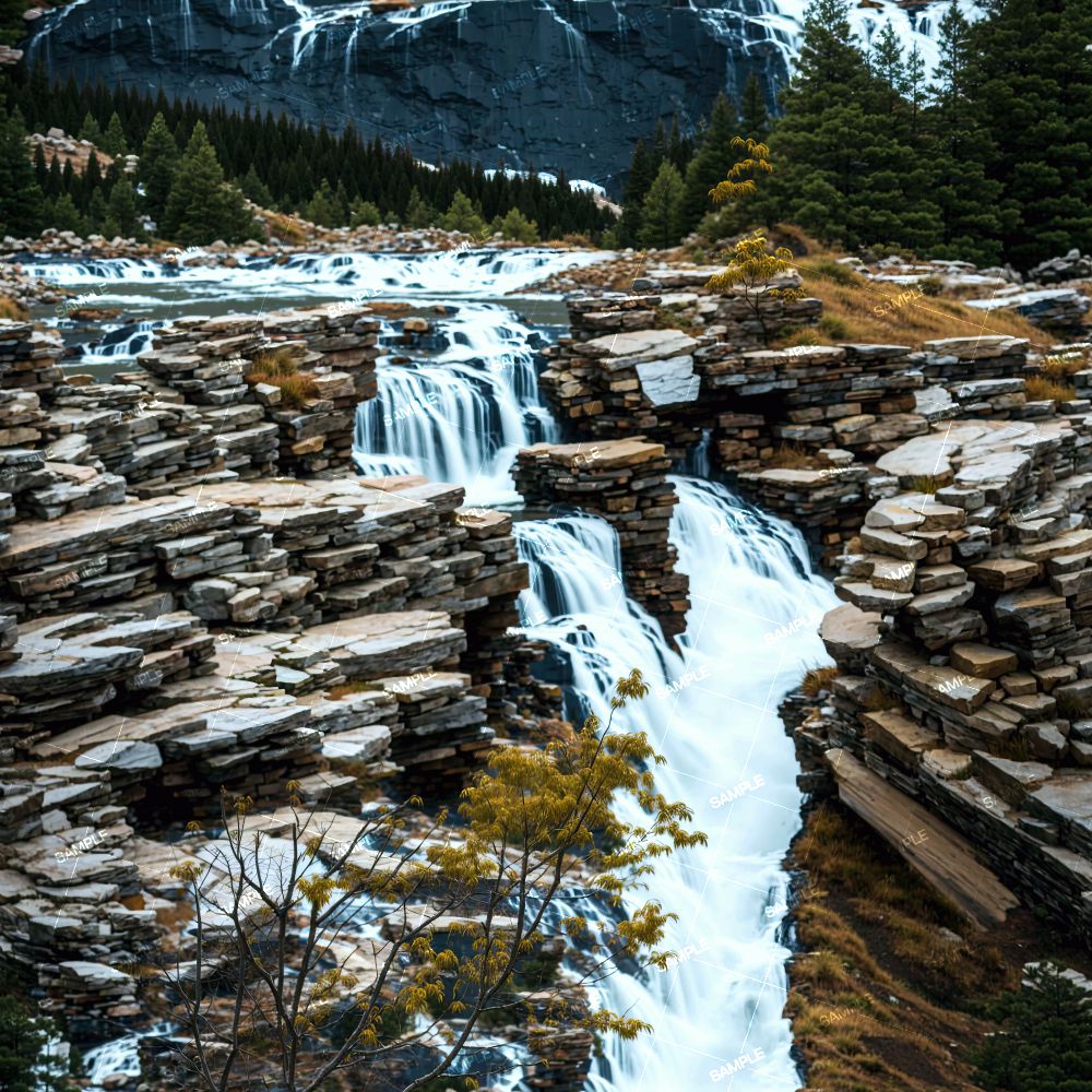 Mountain Scene with Waterfall – Pattern Crew