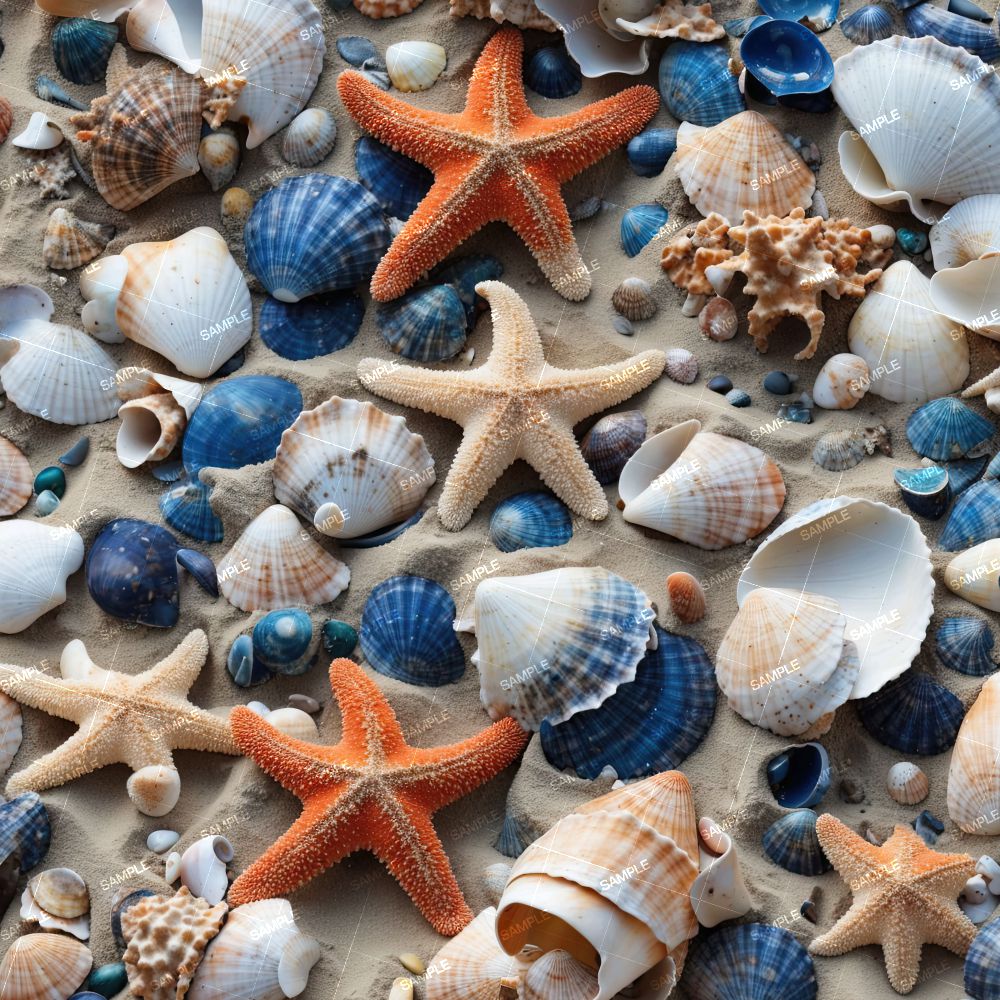 Starfish and Seashells on Sand – Pattern Crew