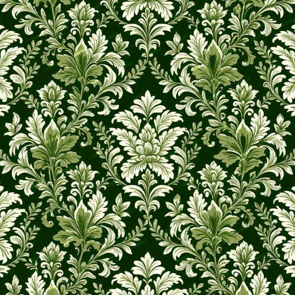 Green Damask Wallpaper – Pattern Crew