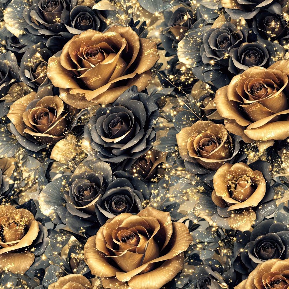 Gold and Black Roses with Floating Sparks – Pattern Crew